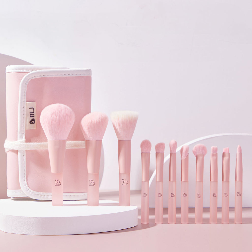 BLJ 11-Piece Mini Make Up Brush Pouch Set - Travel Set (5 Colors ...
